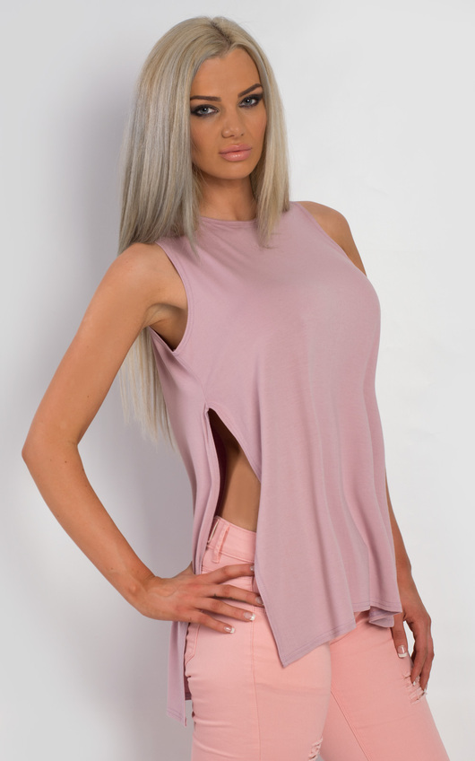 Keaton Side Split Top in Lilac | ikrush