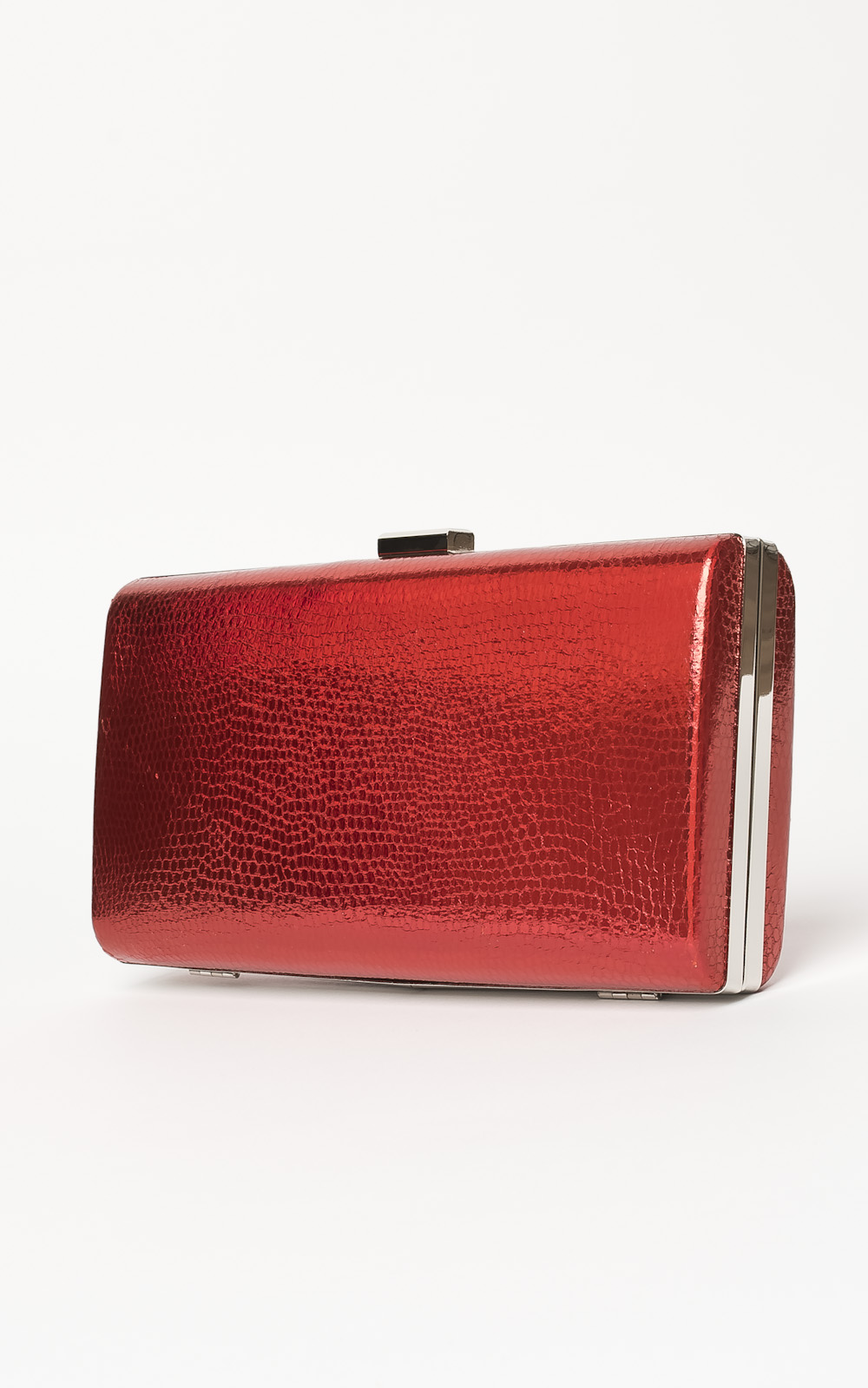 Red Anneke Croc Metallic Clutch Bag | ikrush