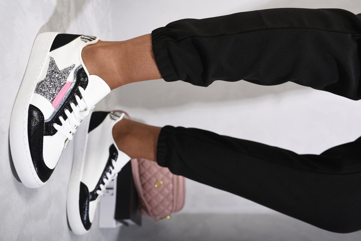 Black Daphne Low Top Lace Up Trainers | ikrush