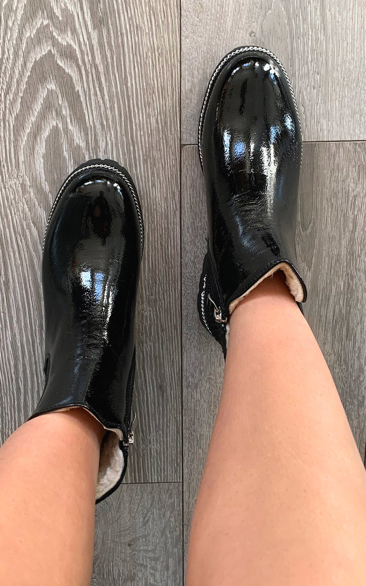 Nova Patent Ankle Boots in Black | ikrush