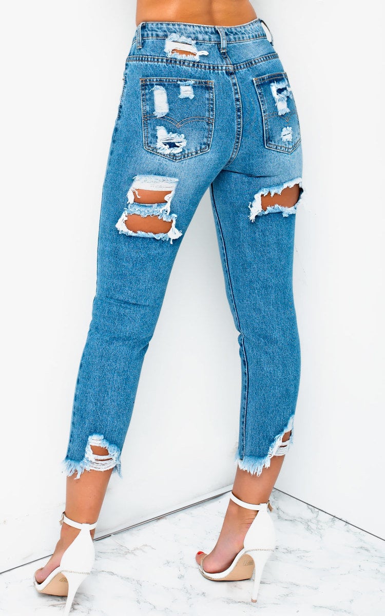 Denim Roxi Ripped Back Pocket Crop Jeans | ikrush