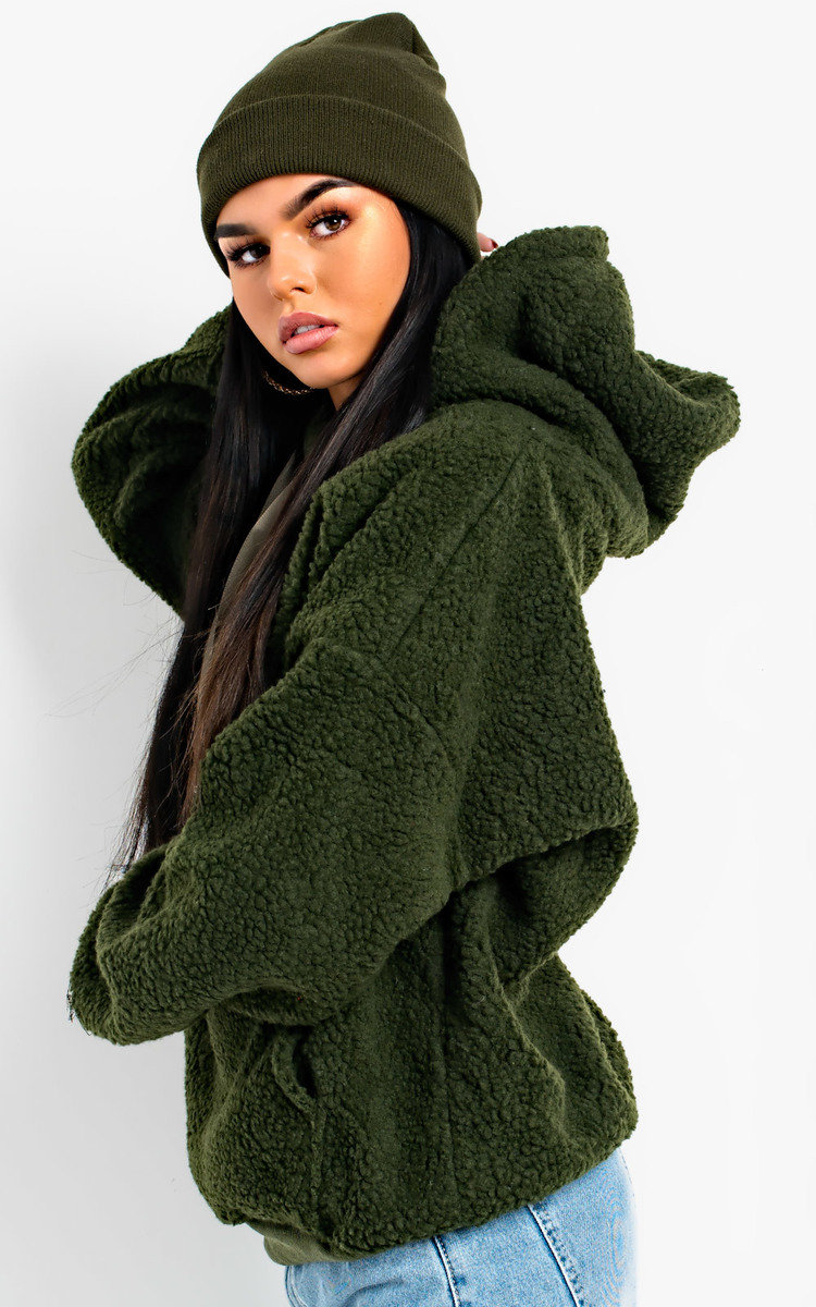Khaki Tillie Teddy Hooded Jumper | ikrush